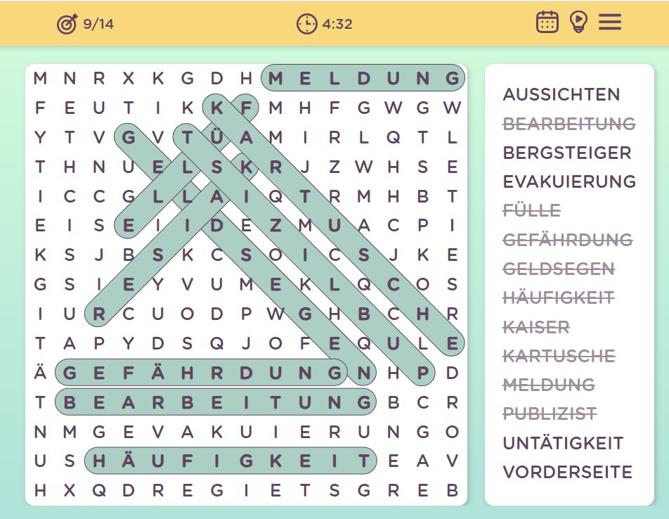 Wortsuche Rätsel kostenlos spielen bei RTLspiele.de